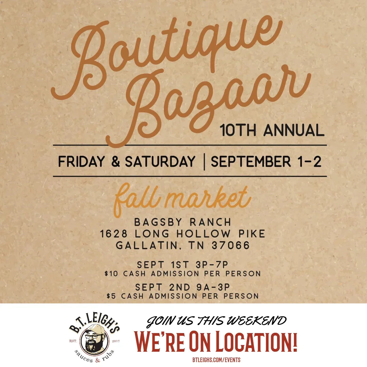 Boutique Bazaar 10th Annual Fall Market | B.T. Leigh's – B.T. Leigh's ...